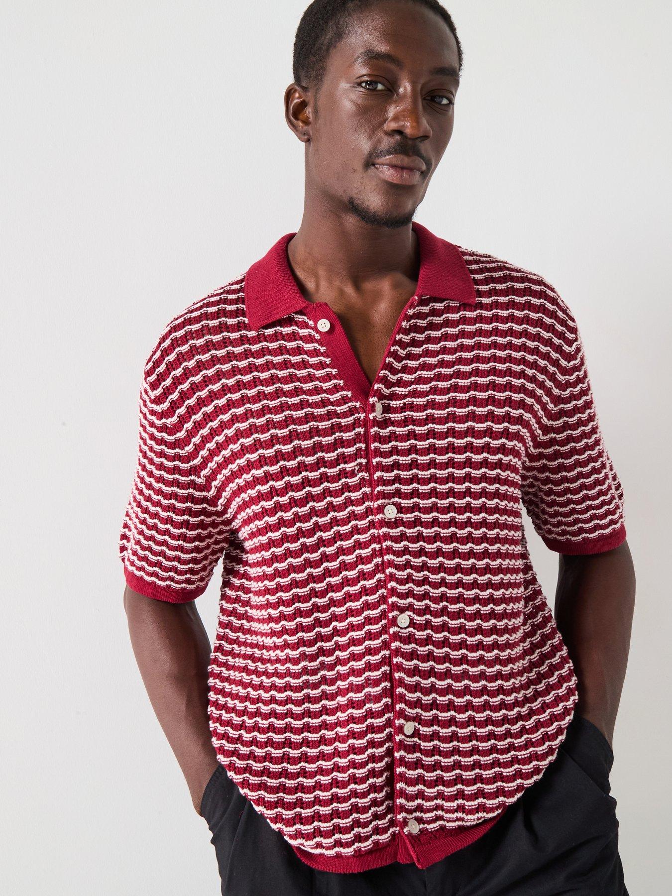 Jack & Jones Dia Short Sleeve Knitted Polo Shirt - Dark Red | Very