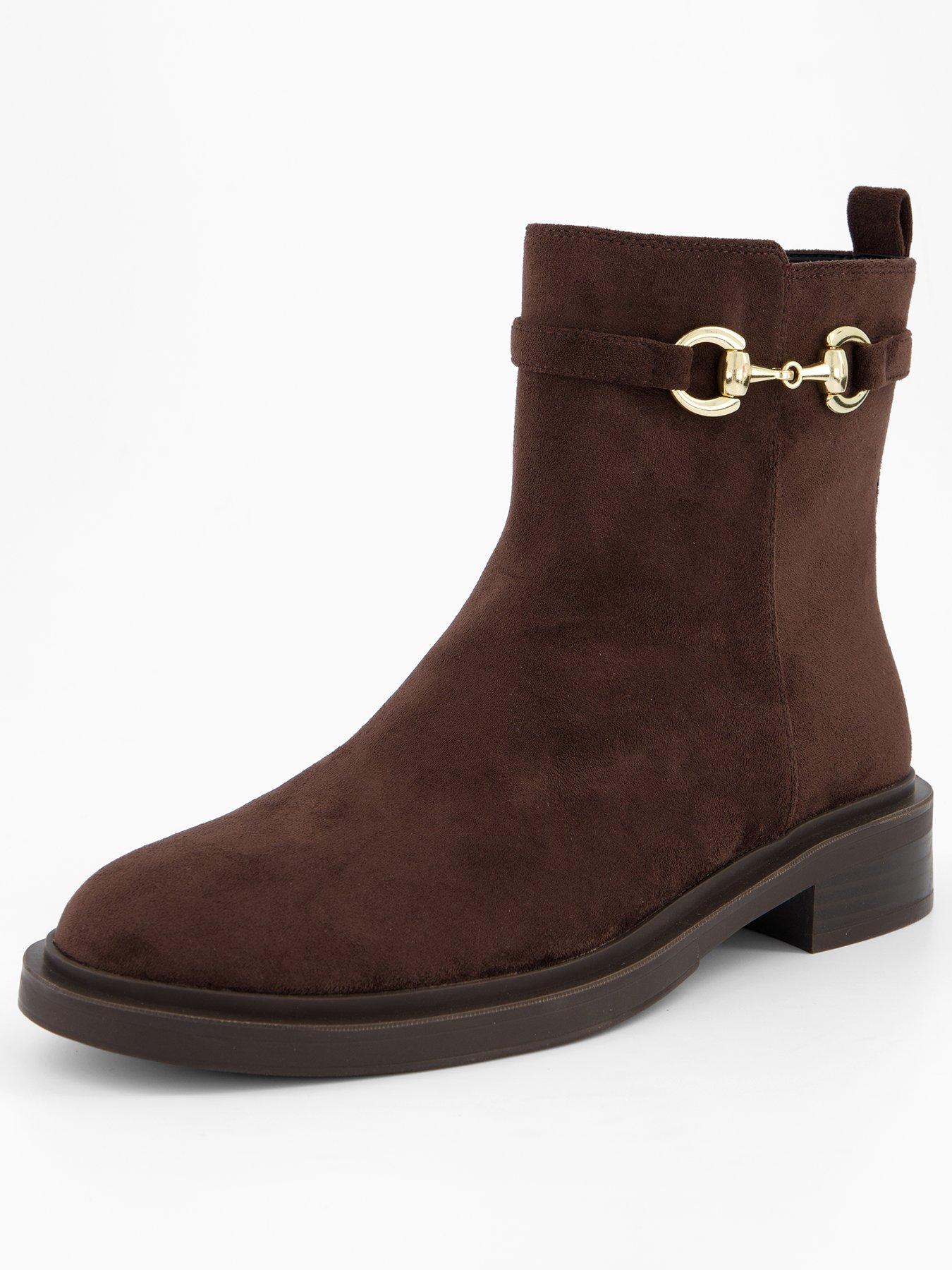 The Very Collection Round Toe Flat Ankle Boot - Chocolate Brown | Very