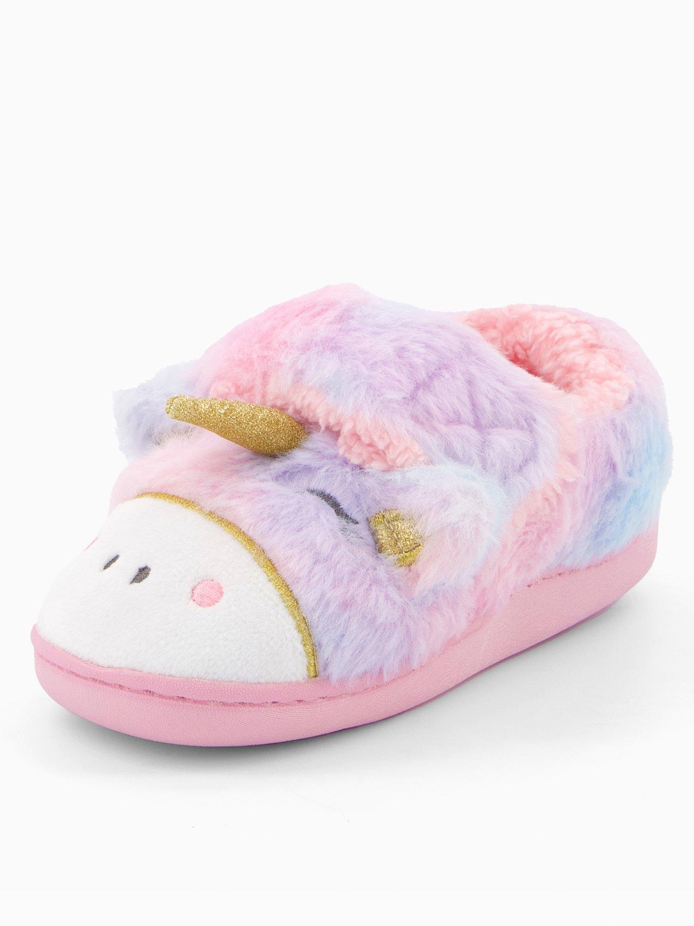 The Very Collection Younger Girls Unicorn Touch Strap Slipper - Pink | Very