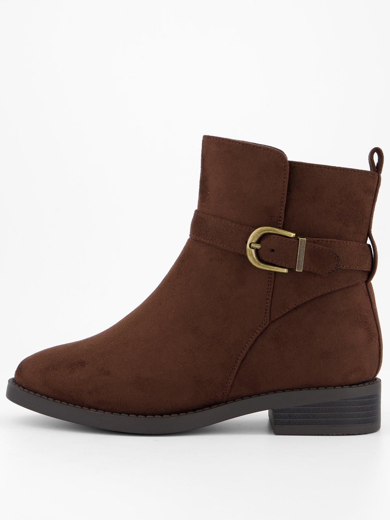 The Very Collection Extra Wide Chocolate Ankle Boots - Brown | Very