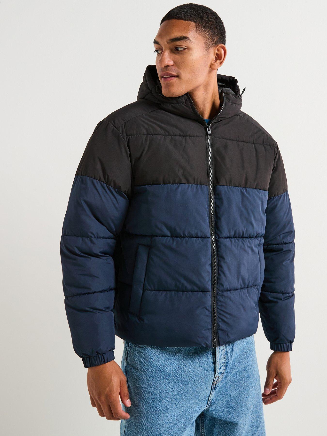 Jack & Jones Maze Hooded Puffer Jacket - Navy | Very