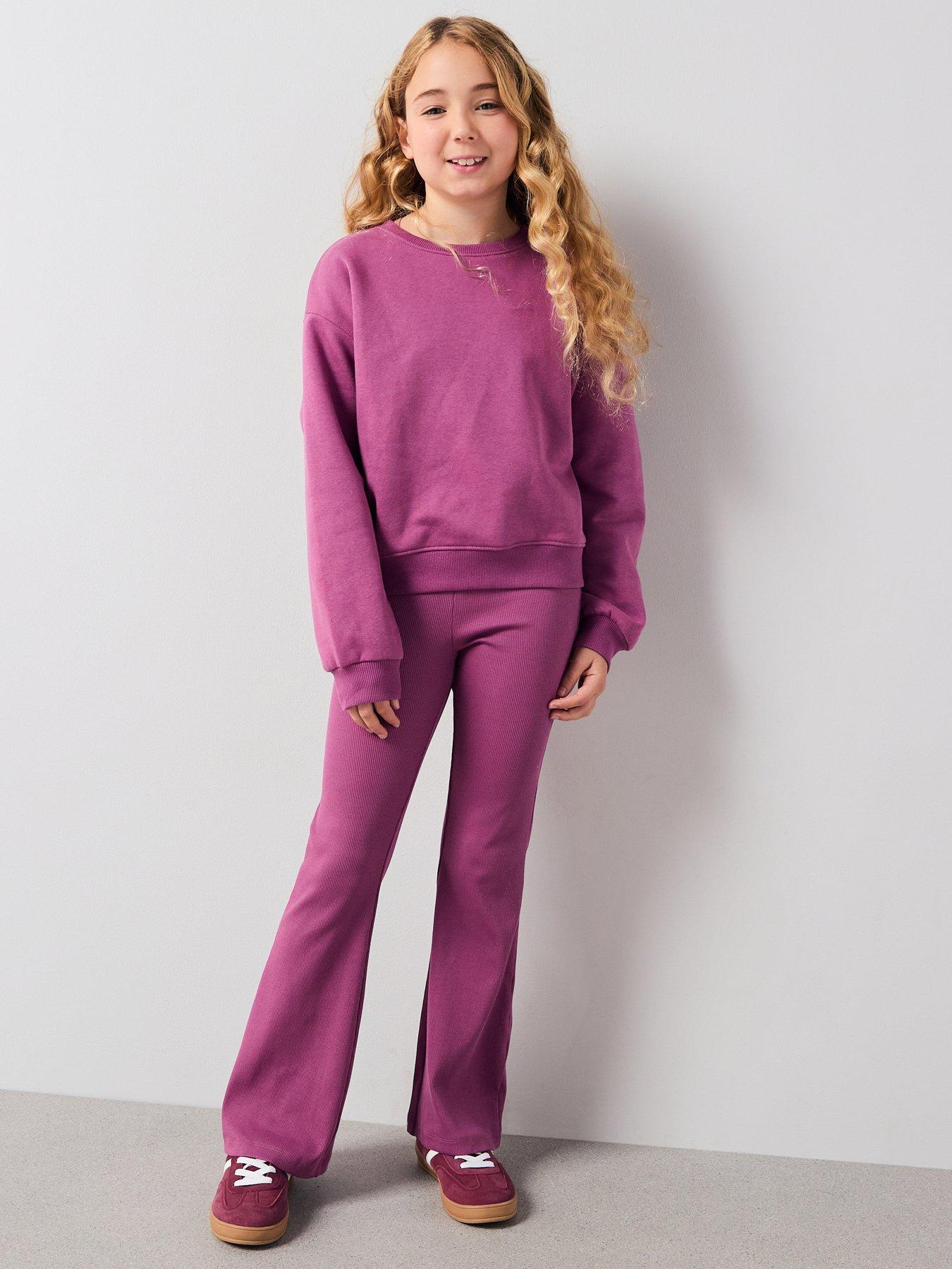 The Very Collection Girls Sweatshirt With Flare Leggings - Rose Pink | Very
