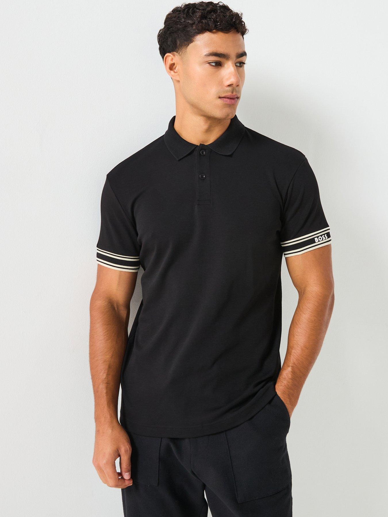 BOSS Polo Zone Slim Fit Cuff Logo Polo Shirt - Black | Very