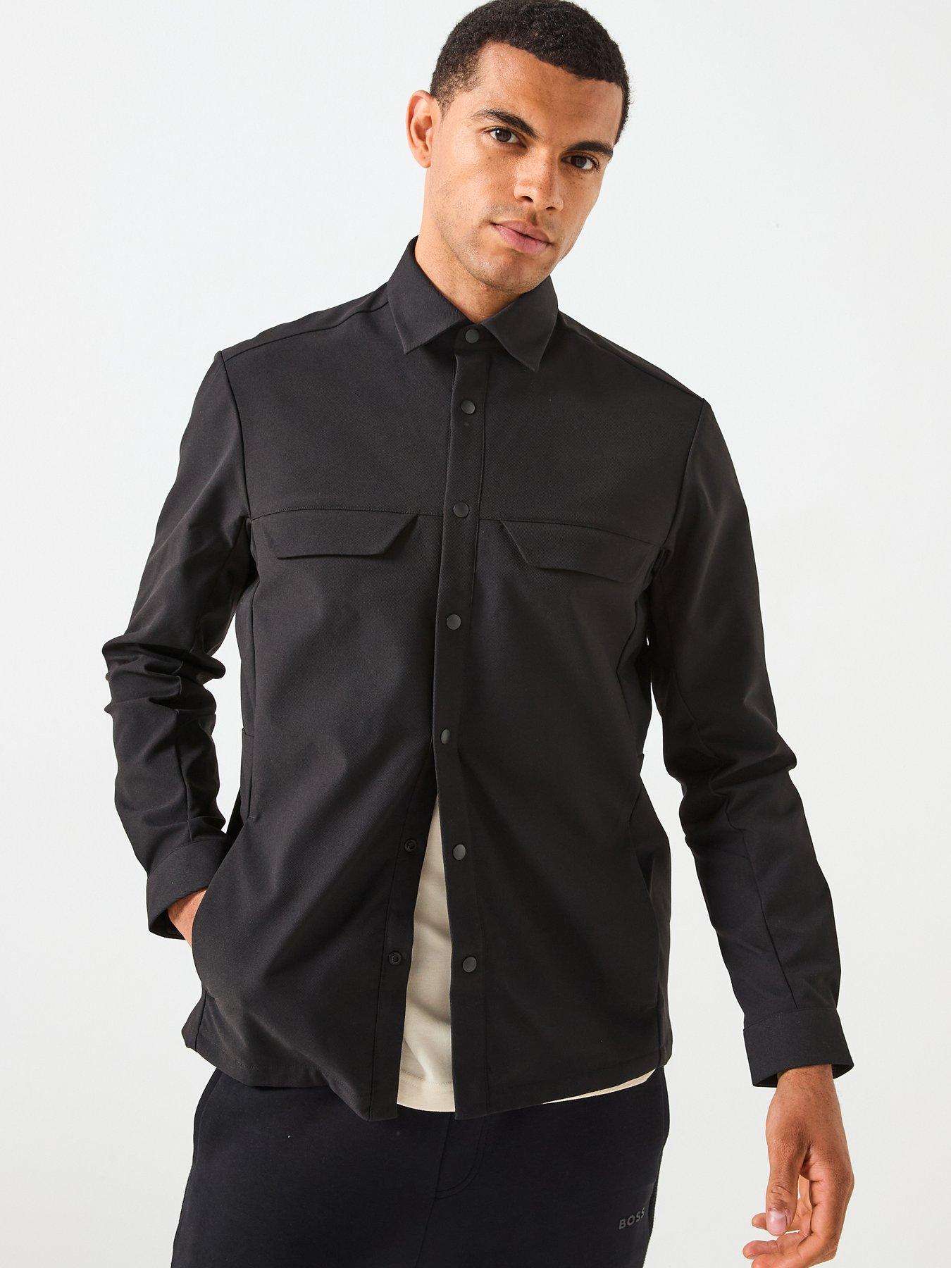 BOSS Future Relaxed Fit Bb Emblem Button Through Overshirt - Black | Very