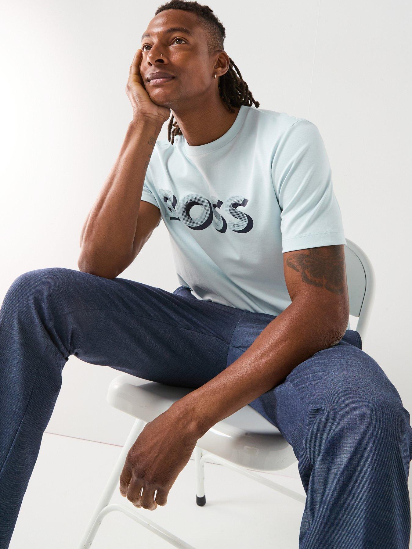 BOSS H-Thompson 656 Corporate Print T-Shirt - Light Blue | Very