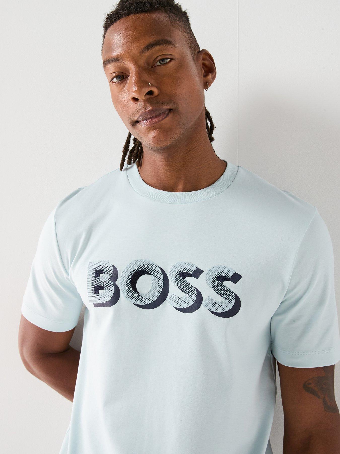 BOSS H-Thompson 656 Corporate Print T-Shirt - Light Blue | Very