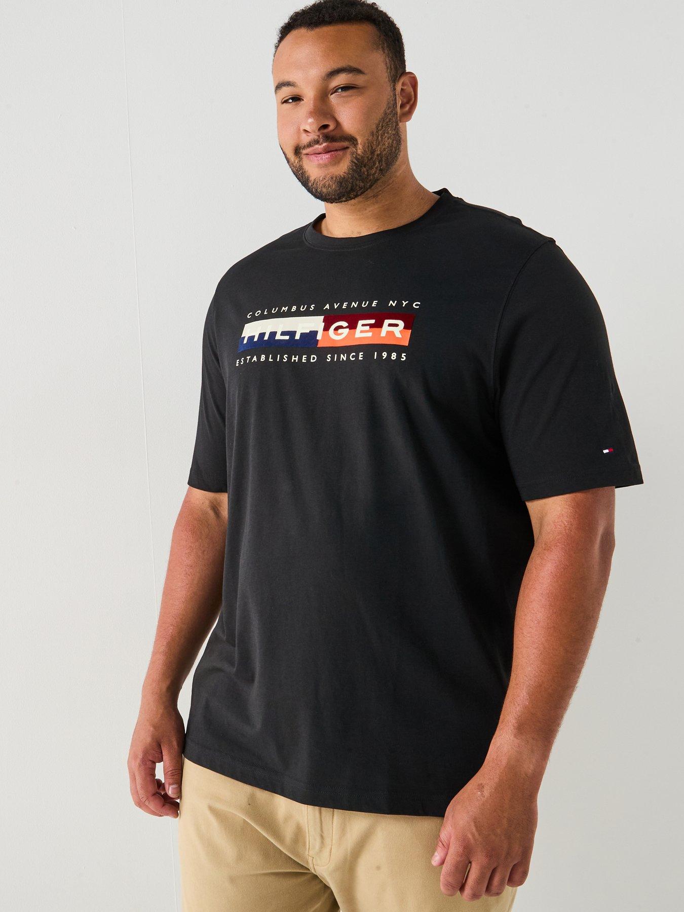 Tommy Hilfiger Big & Tall Colour Block Graphic Logo T-Shirt - Black | Very