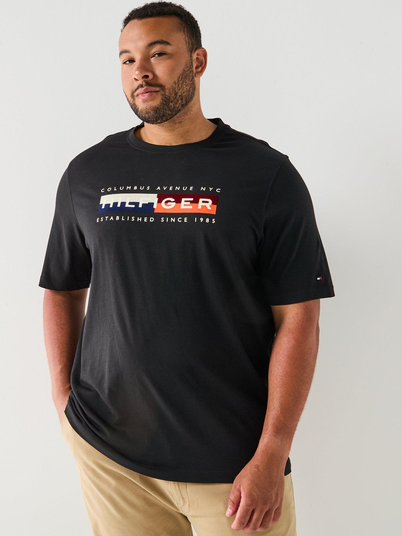 Tommy Hilfiger Big & Tall Colour Block Graphic Logo T-Shirt - Black | Very