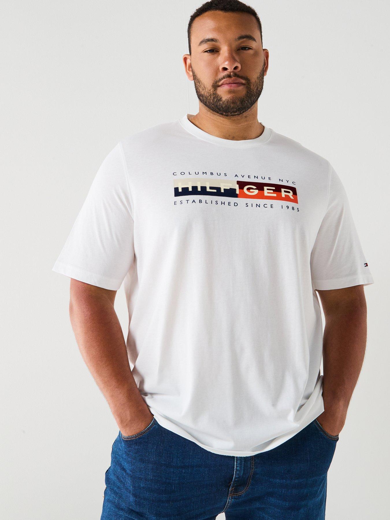 Tommy Hilfiger Big & Tall Colour Block Graphic Logo T-Shirt - White | Very