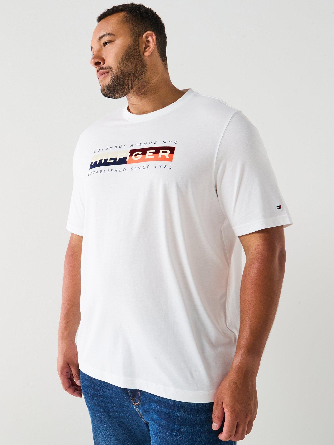 Tommy Hilfiger Big & Tall Colour Block Graphic Logo T-Shirt - White | Very