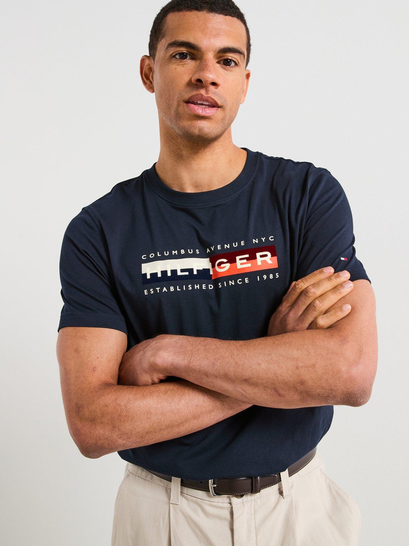Tommy Hilfiger Colour Block Graphic Logo T-Shirt - Navy | Very