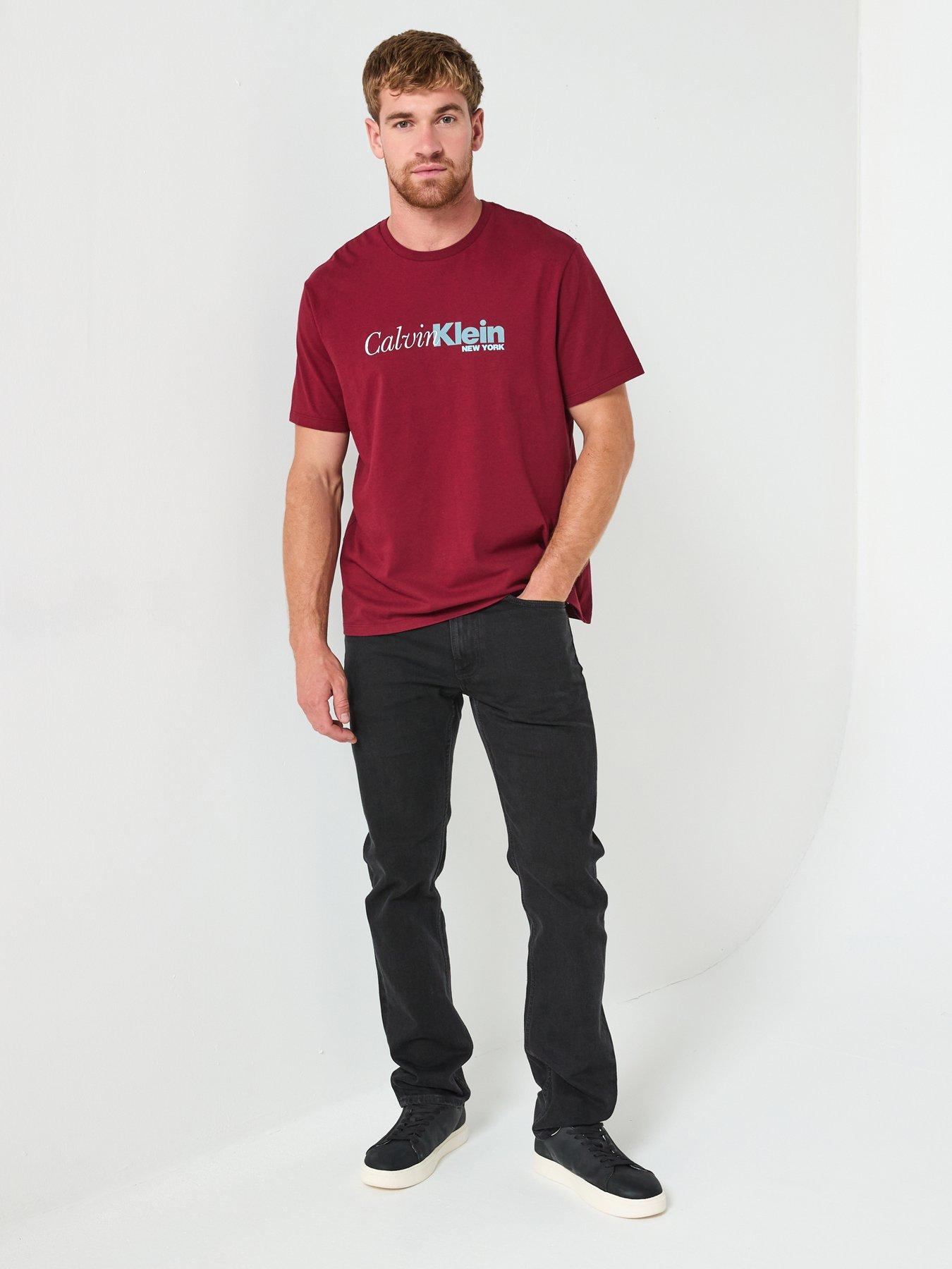 Calvin Klein Cursive Graphic Logo T-Shirt - Dark Red | Very
