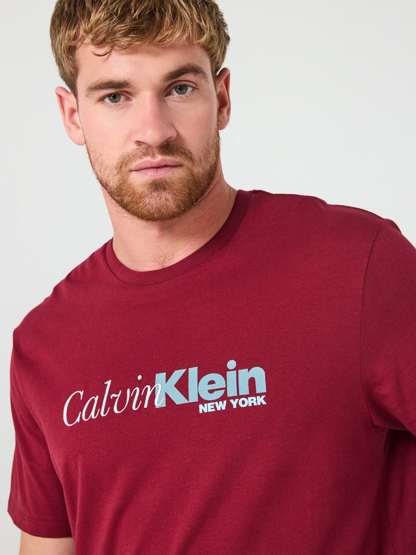 Calvin Klein Cursive Graphic Logo T-Shirt - Dark Red | Very
