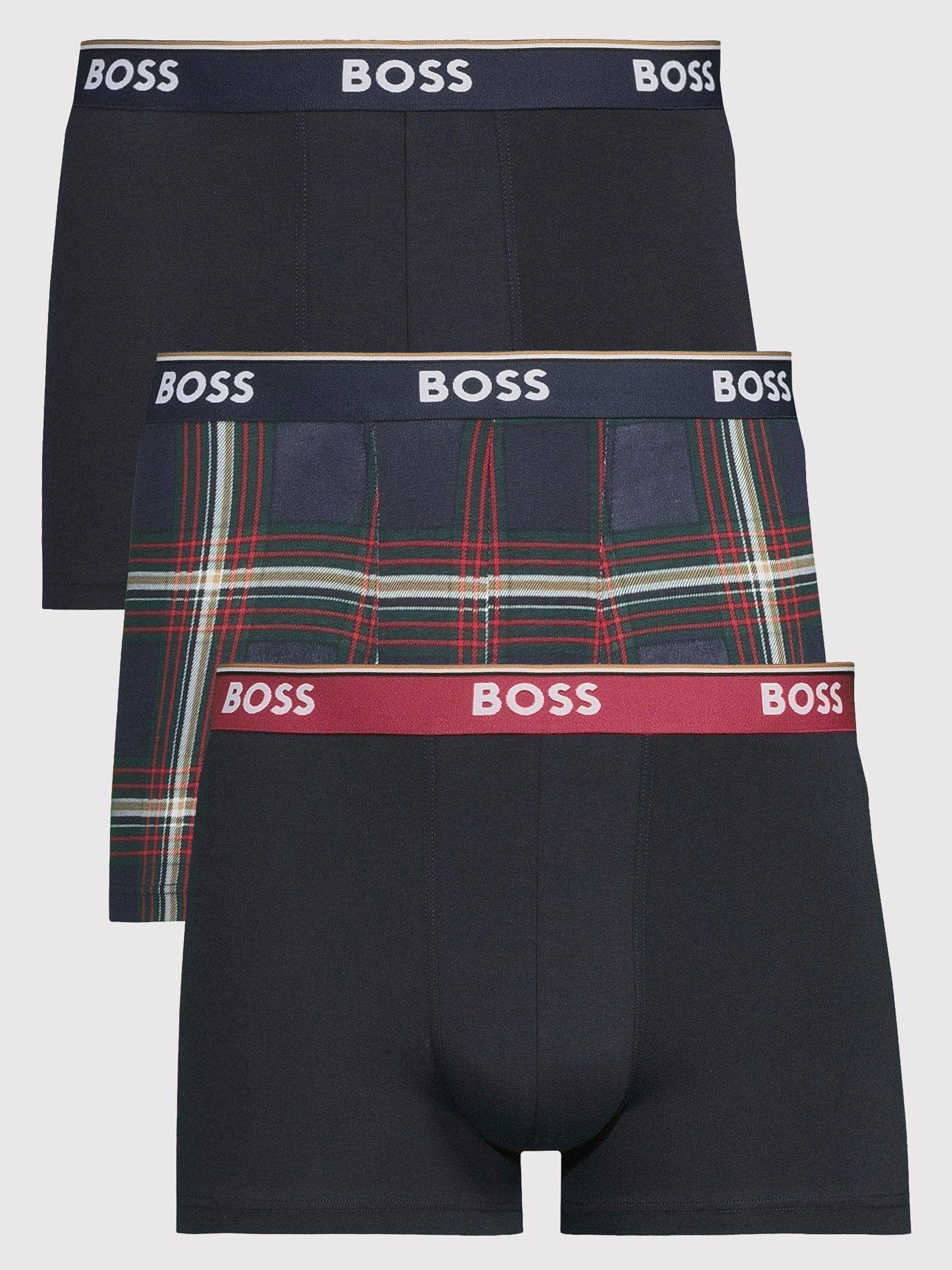 BOSS Bodywear 3 Pack Power Check Design Trunks - Blue | Very