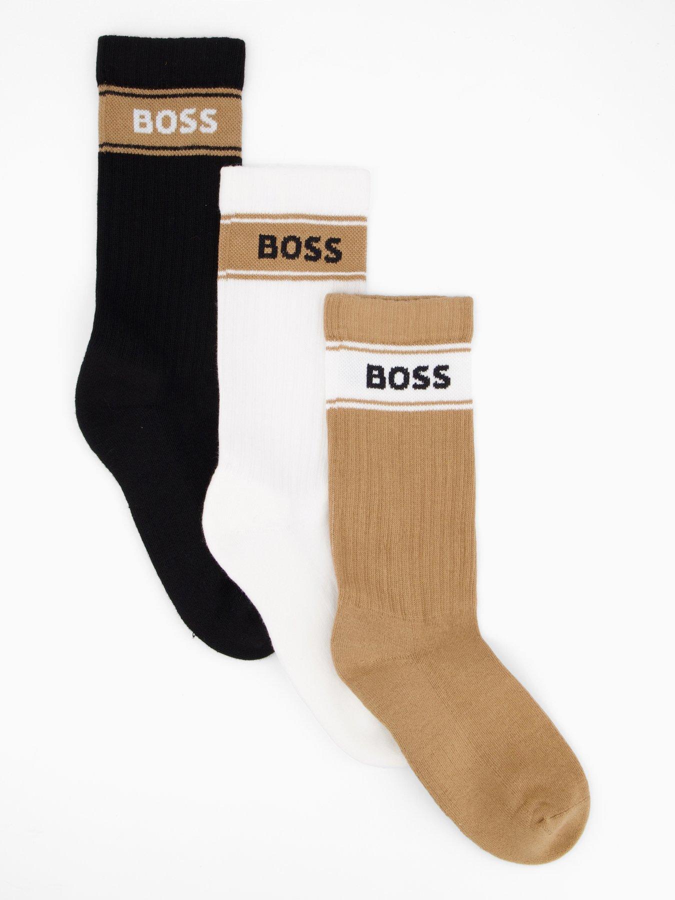 BOSS 3 Pack Logo Trim Crew Sports Socks - Assorted | Very