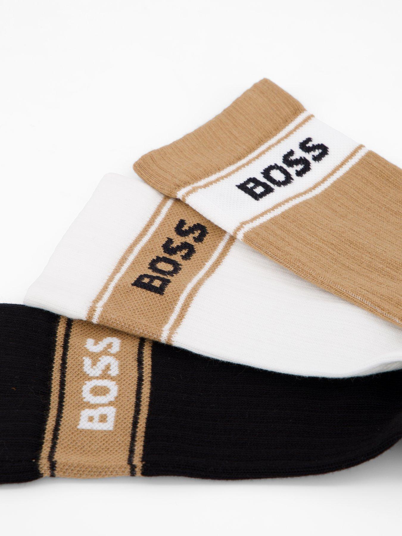 BOSS 3 Pack Logo Trim Crew Sports Socks - Assorted | Very