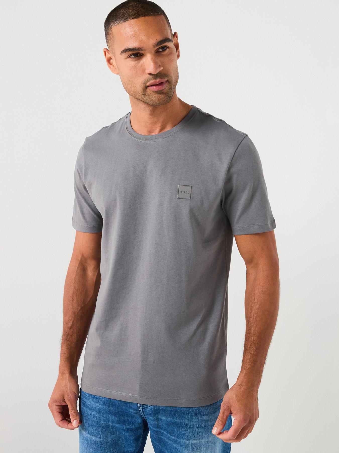 BOSS Tales Relaxed Fit Tonal Patch Logo T-shirt - Light Grey | Very