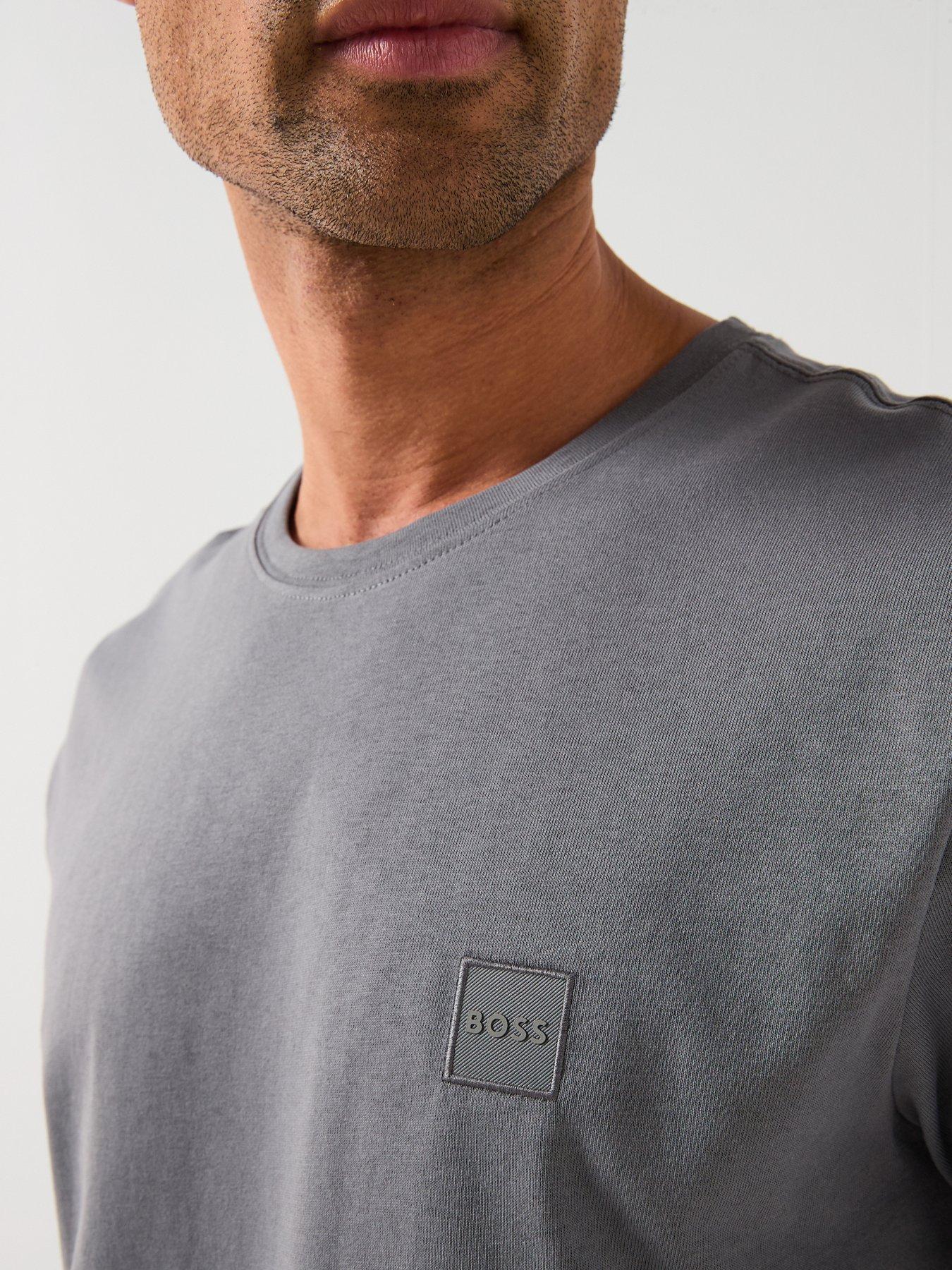 BOSS Tales Relaxed Fit Tonal Patch Logo T-shirt - Light Grey | Very