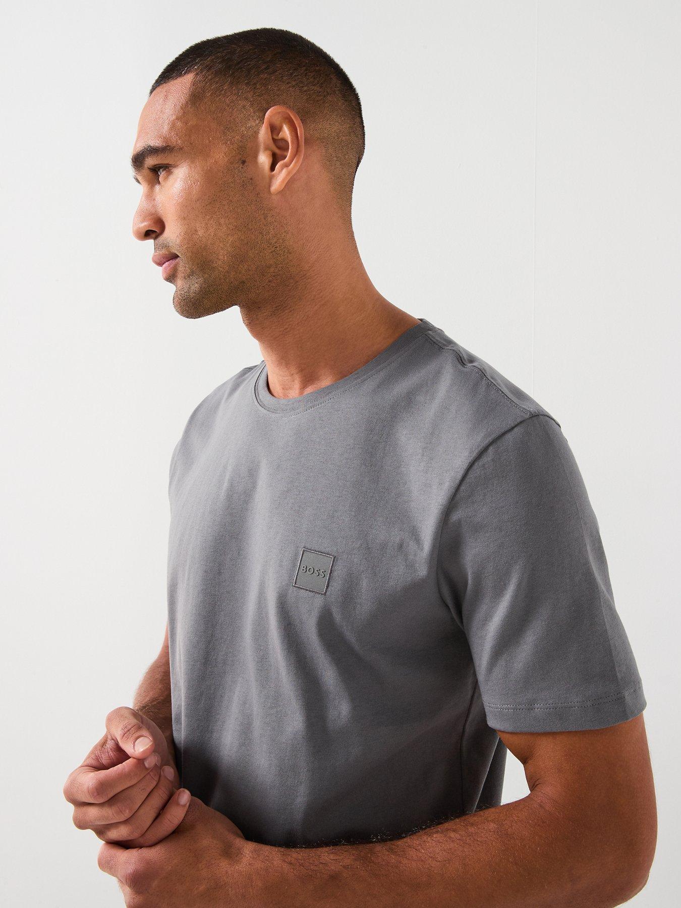 BOSS Tales Relaxed Fit Tonal Patch Logo T-shirt - Light Grey | Very