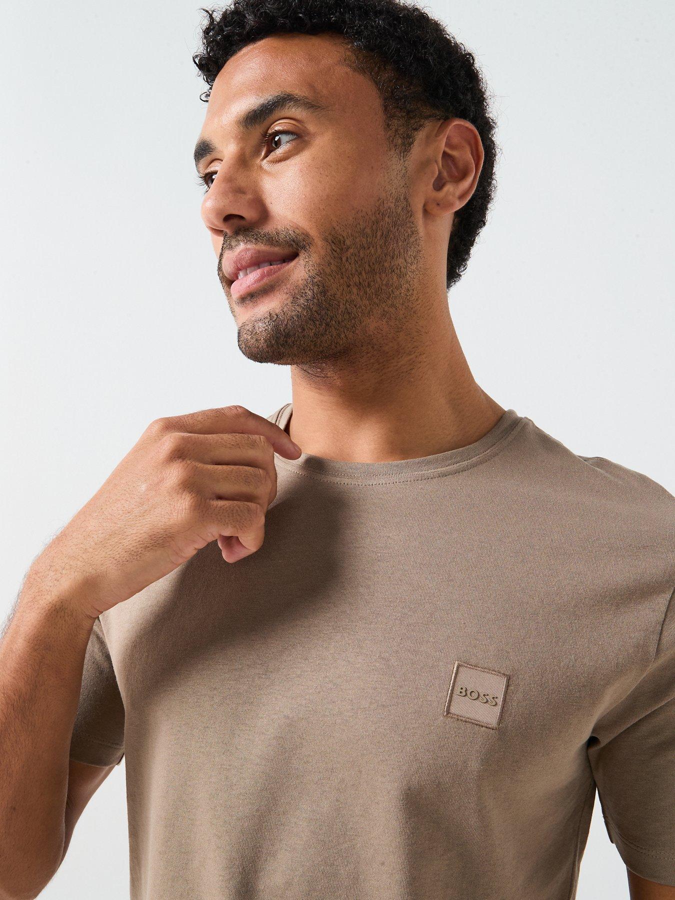 BOSS Tales Relaxed Fit Tonal Patch Logo T-Shirt - Dark Beige | Very