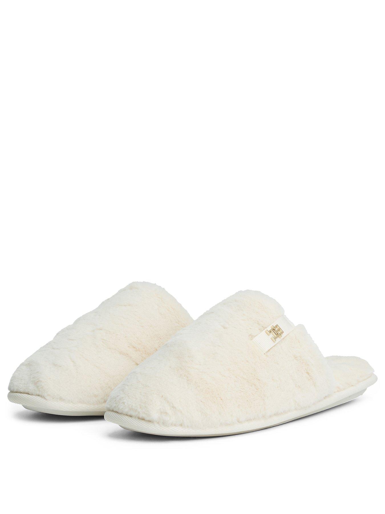 Tommy Hilfiger Faux Fur Slippers - White | Very