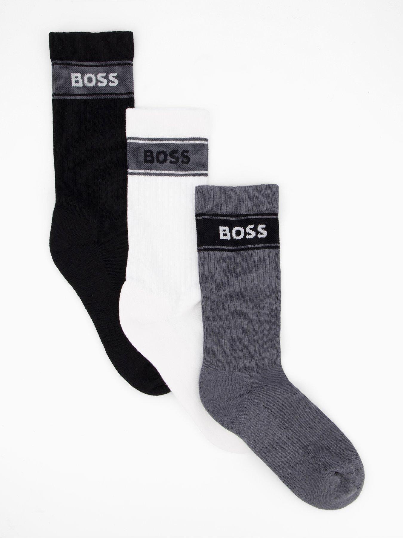 BOSS 3 Pack Logo Trim Crew Sports Socks - Assorted | Very