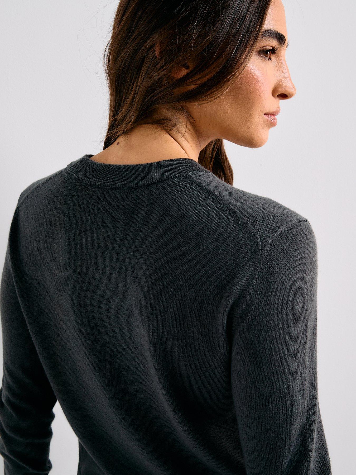 Calvin Klein Long Sleeve Merino Wool Sweater - Black | Very