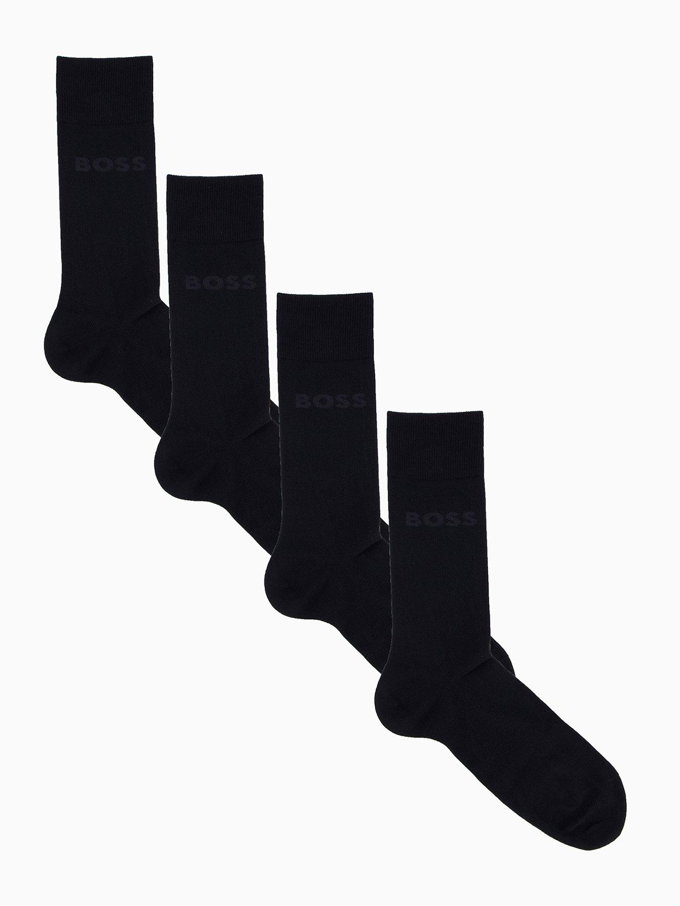 BOSS Bodywear 4 Pack Iconic Tonal Crew Sock Gift Set - Black | Very