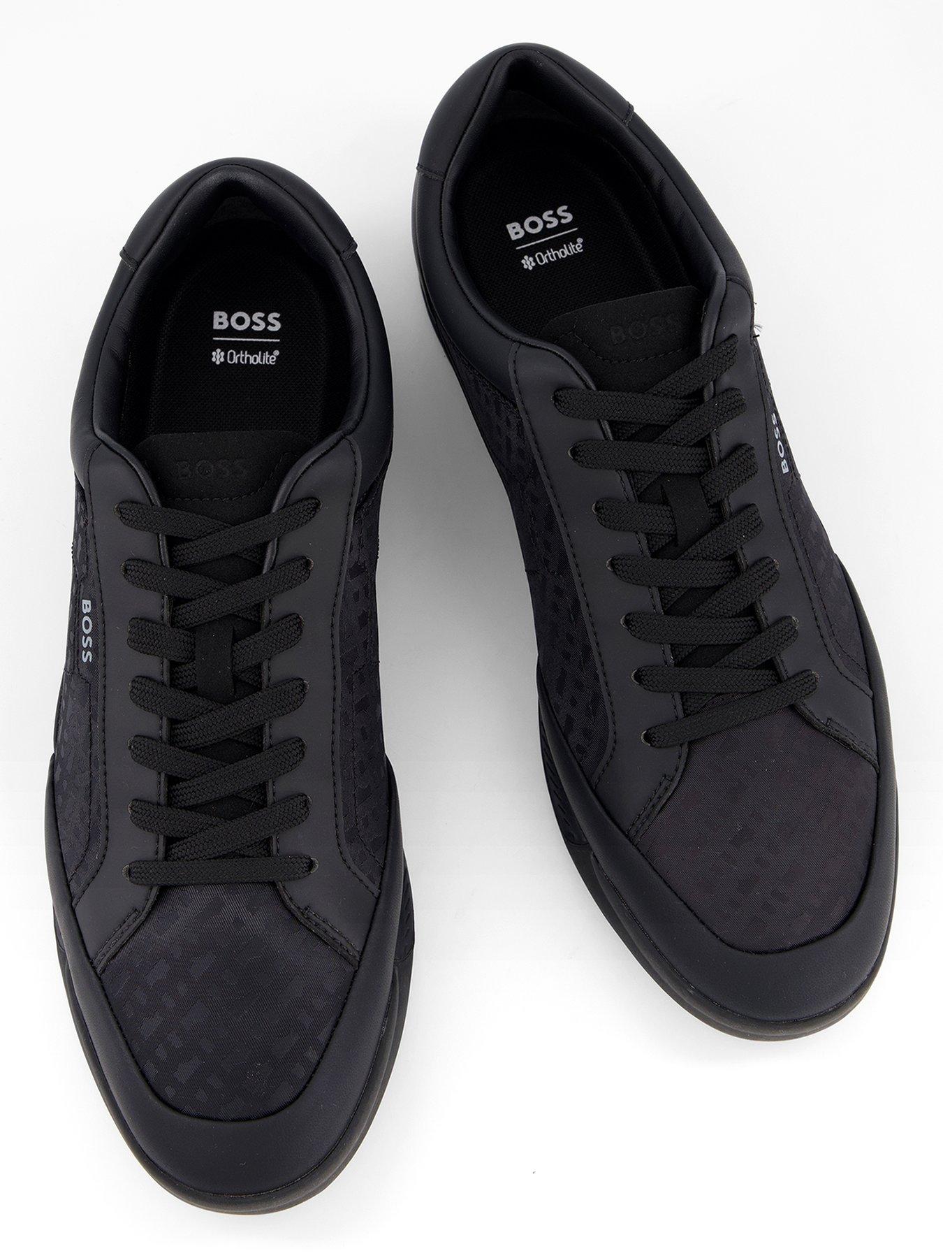 BOSS Nitan Low Profile Nylon/Leather Monogram Trainer - Black | Very