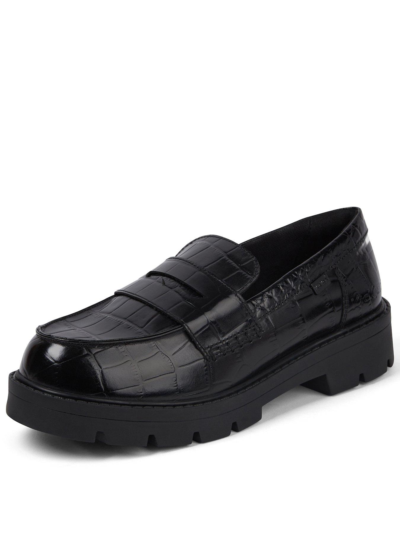 Kickers Kori Croc Leather Loafer Shoe - Black | Very