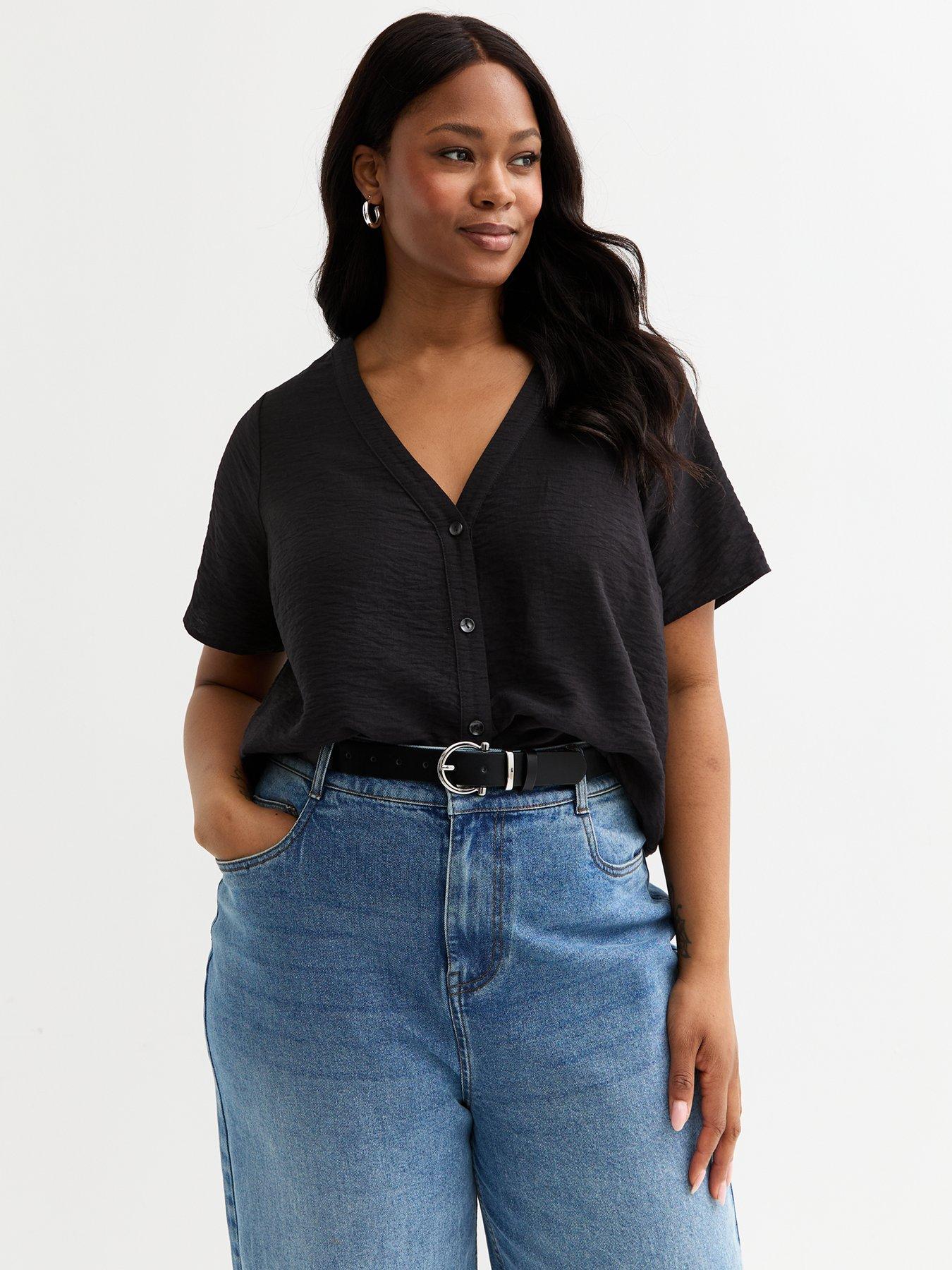New Look Curves Button Up Top - Black | Very