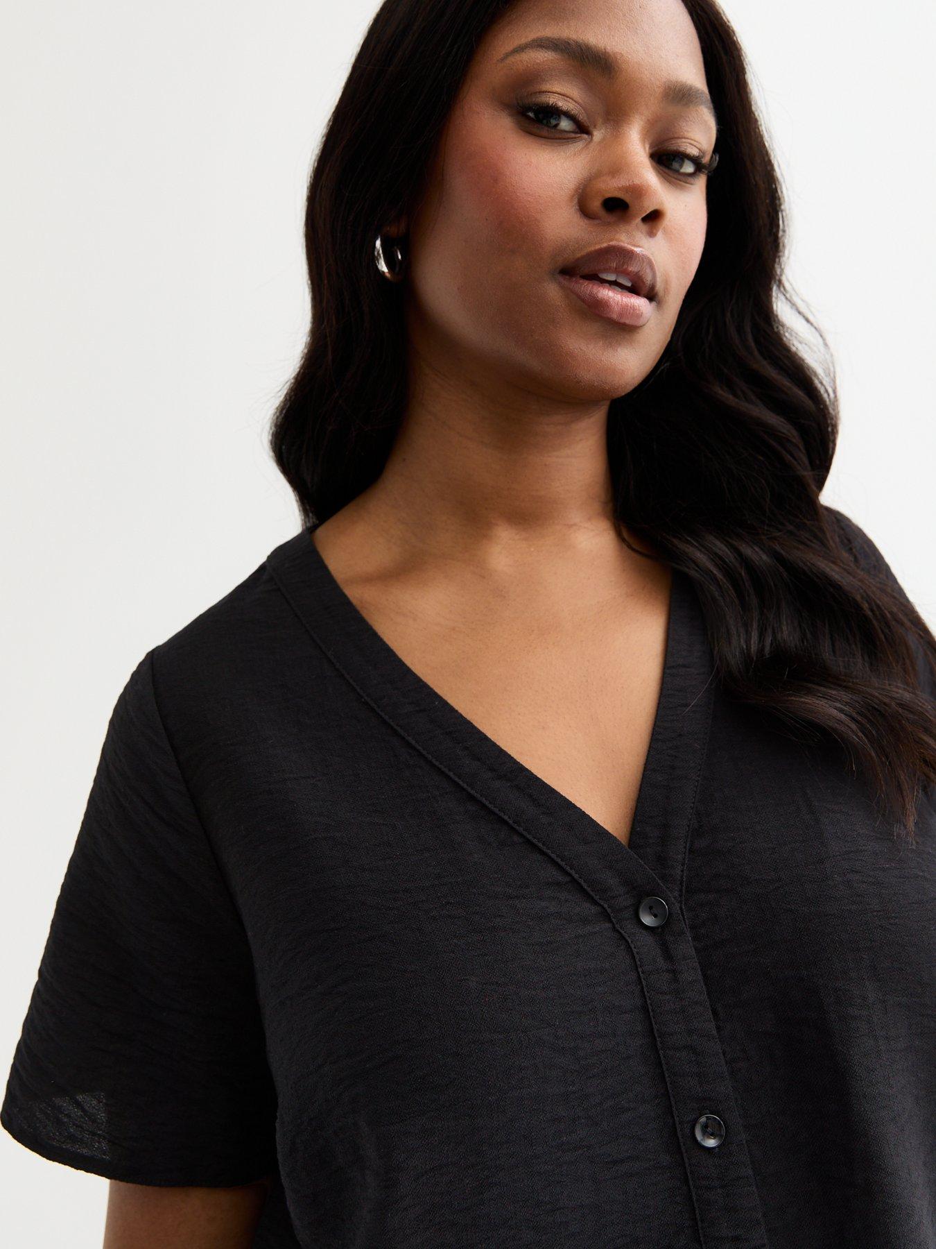 New Look Curves Button Up Top - Black | Very