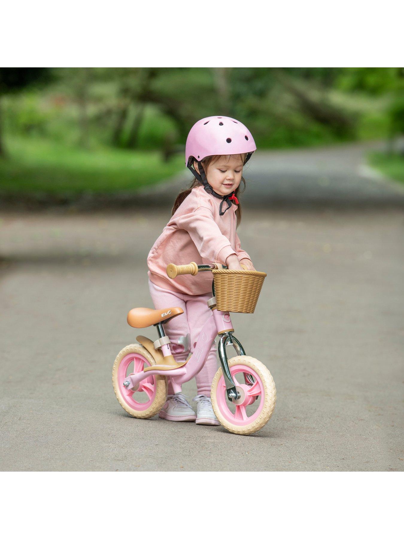 EVO Glider Balance Bike with Basket - Pastel Pink (Footrest) | Very