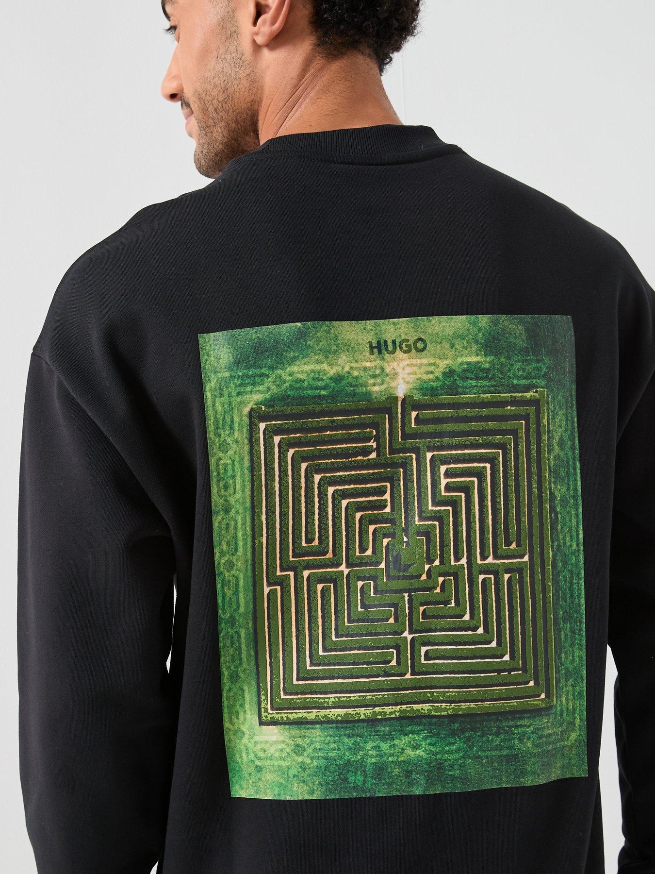 HUGO Damazecrew Maze Back Graphic Crew Sweatshirt - Black | Very