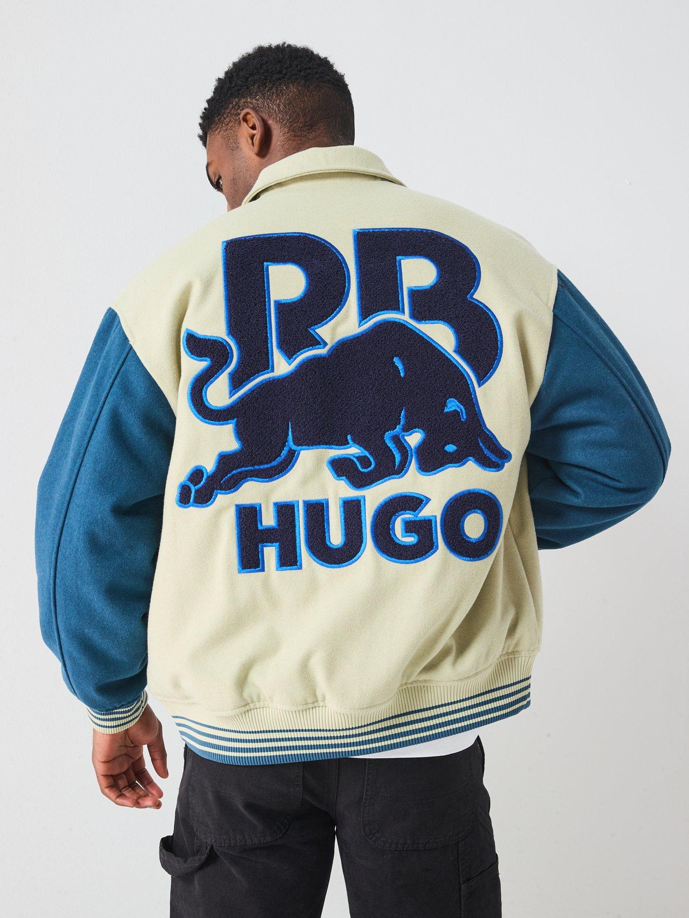 HUGO Blaine Racing Bulls Back Graphic Regular Fit Bomber Jacket - Beige ...