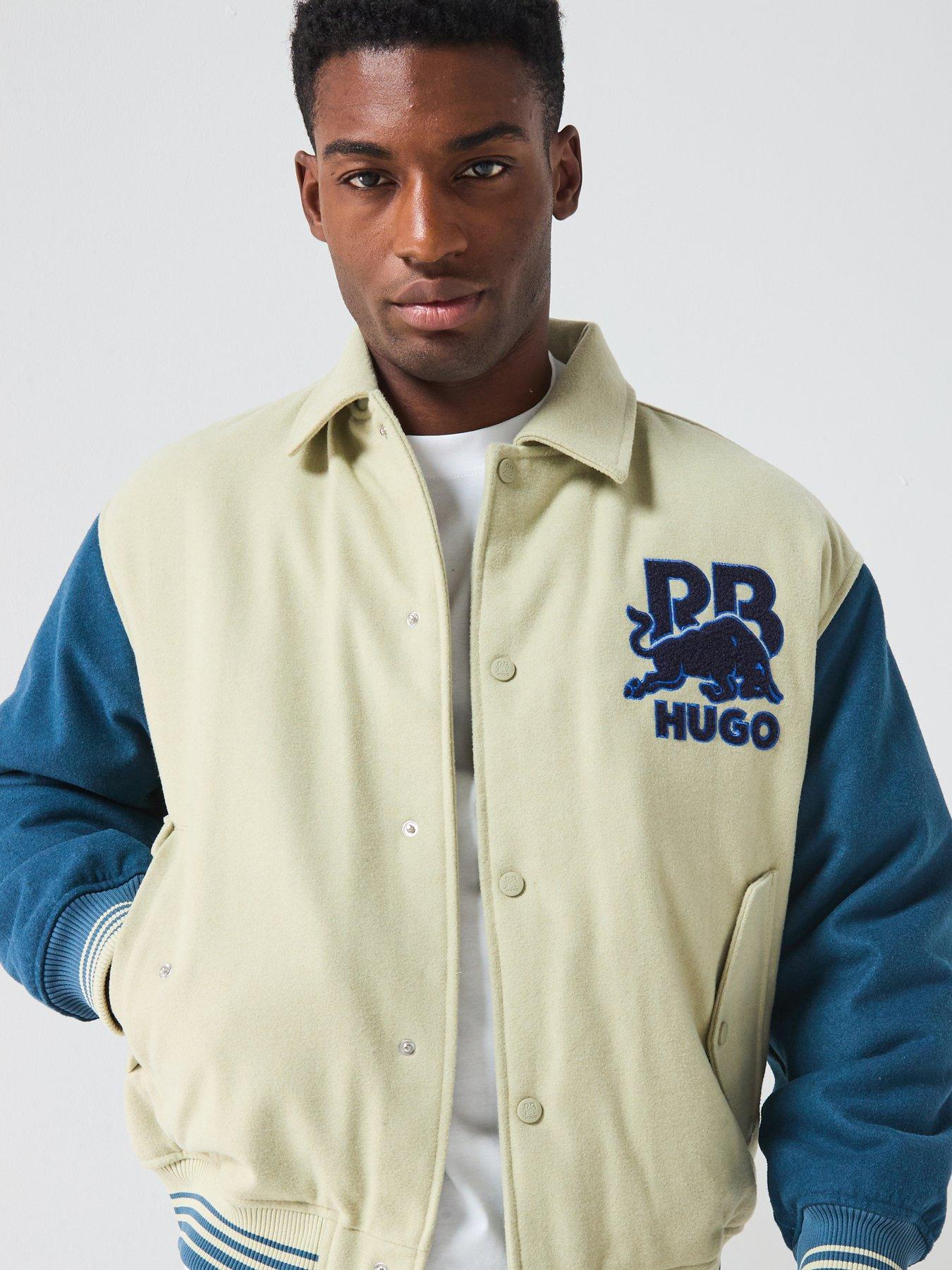 HUGO Blaine Racing Bulls Back Graphic Regular Fit Bomber Jacket - Beige ...
