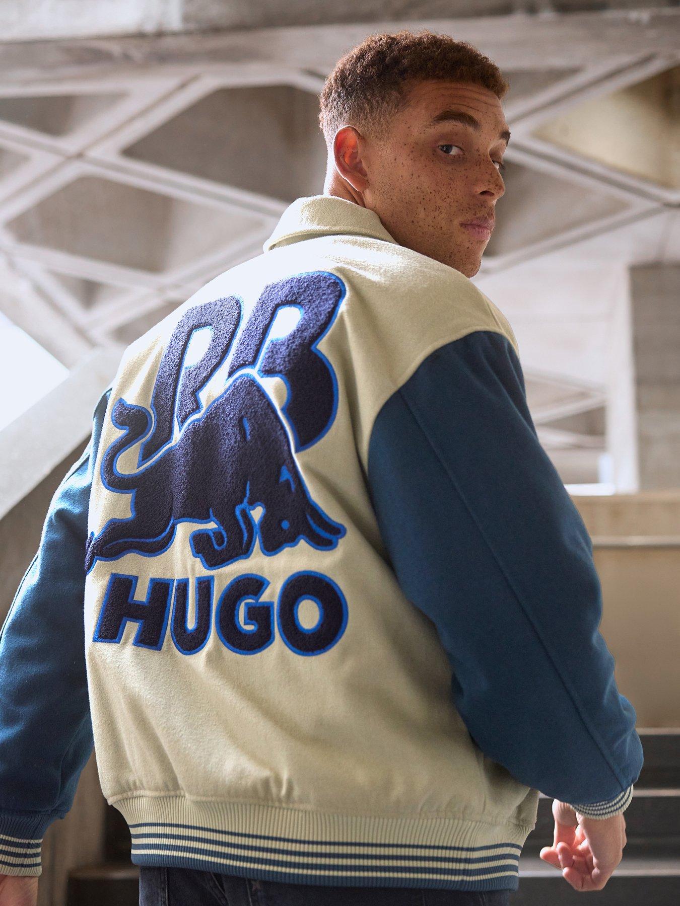 HUGO Blaine Racing Bulls Back Graphic Regular Fit Bomber Jacket - Beige ...