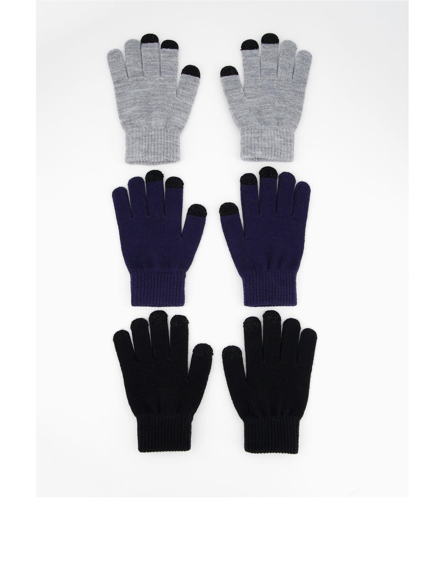 The Very Collection 3 Pack Kids Magic Gloves - Navy/Grey/Black | Very