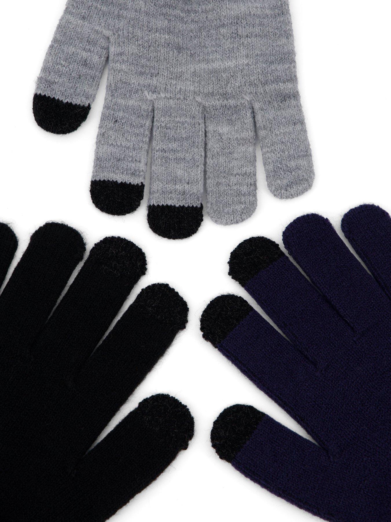 The Very Collection 3 Pack Kids Magic Gloves - Navy/Grey/Black | Very