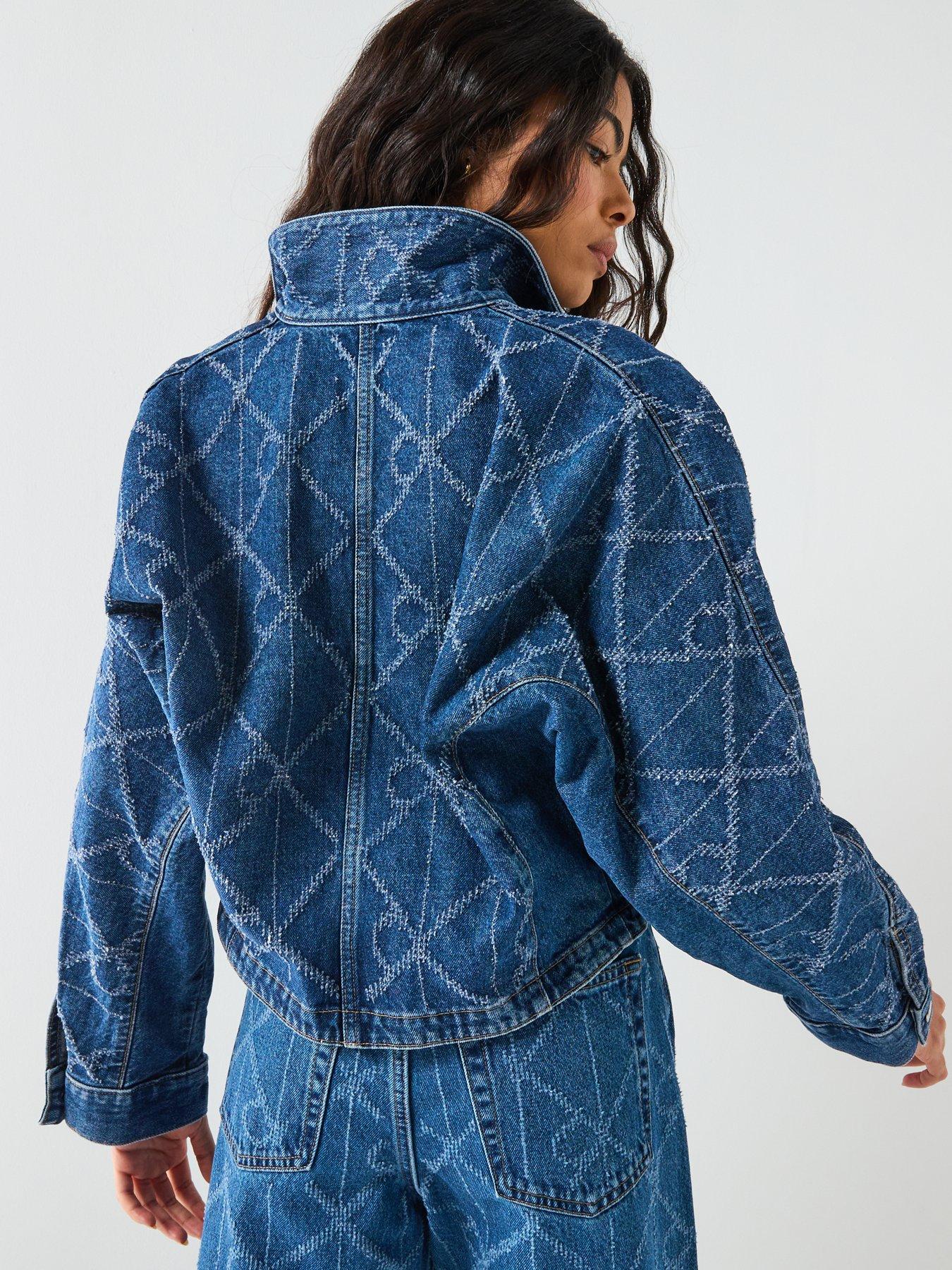 Calvin Klein Jeans Trucker Ck Print Denim Jacket - Blue | Very