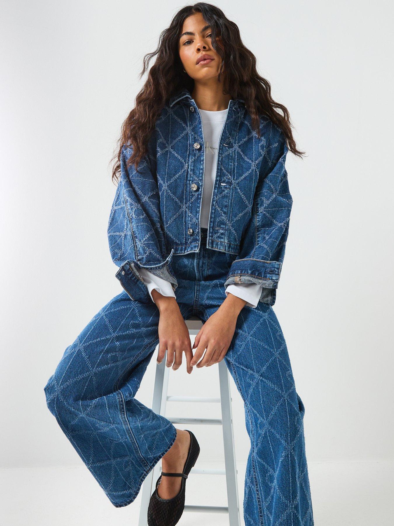 Calvin Klein Jeans Trucker Ck Print Denim Jacket - Blue | Very