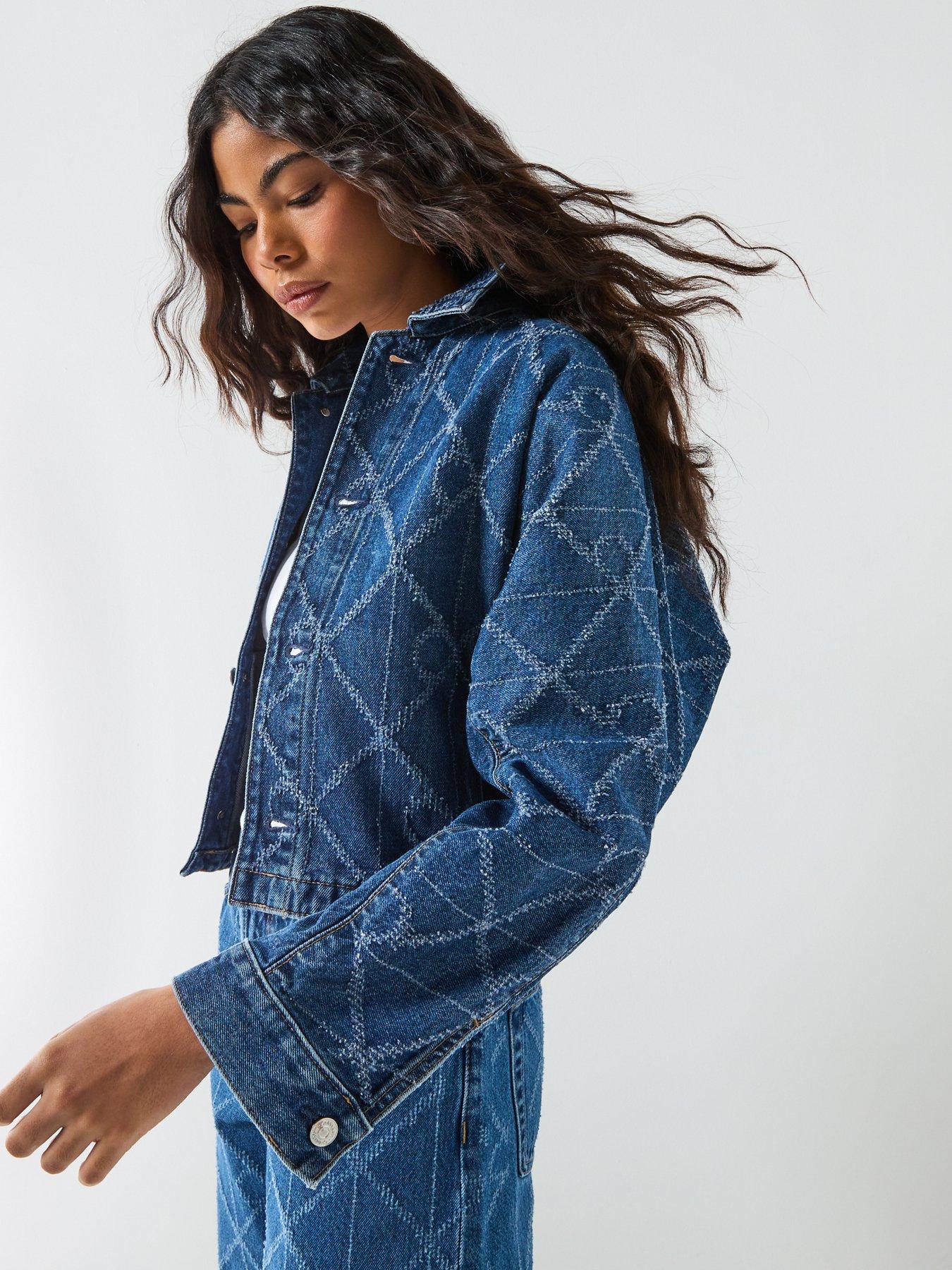 Calvin Klein Jeans Trucker Ck Print Denim Jacket - Blue | Very