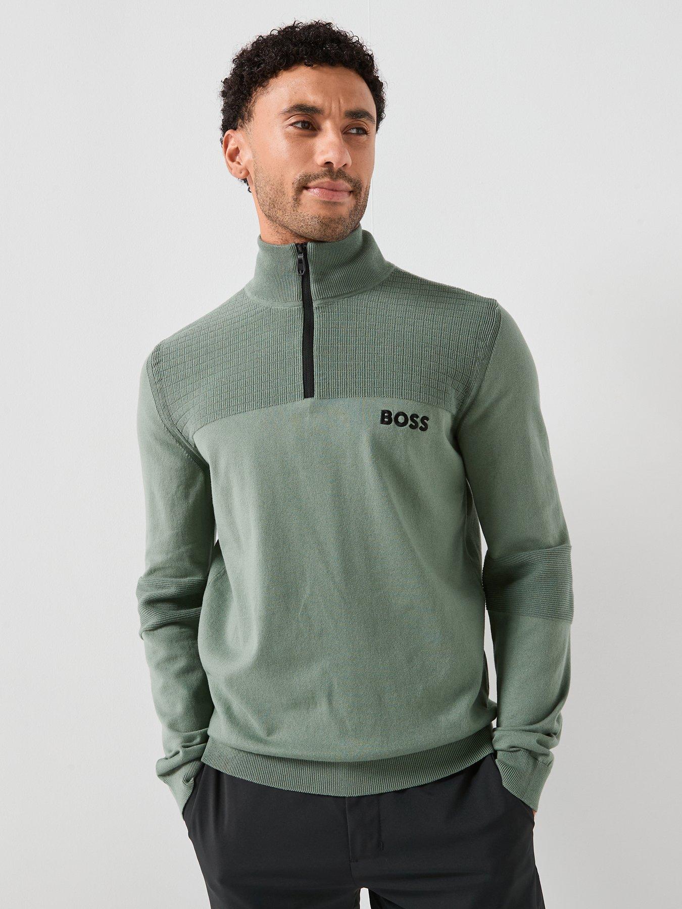 BOSS Mens Golf K_Hydro 1/4 Zip Top - Green | Very