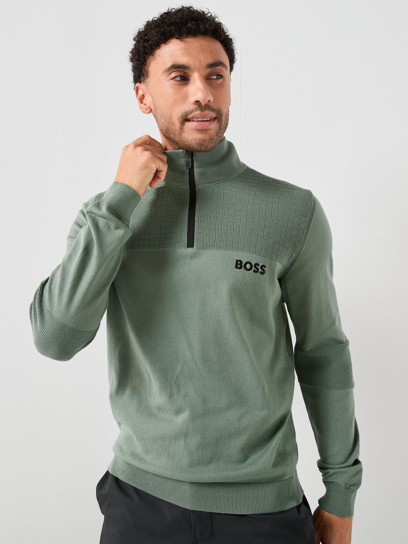 BOSS Mens Golf K_Hydro 1/4 Zip Top - Green | Very