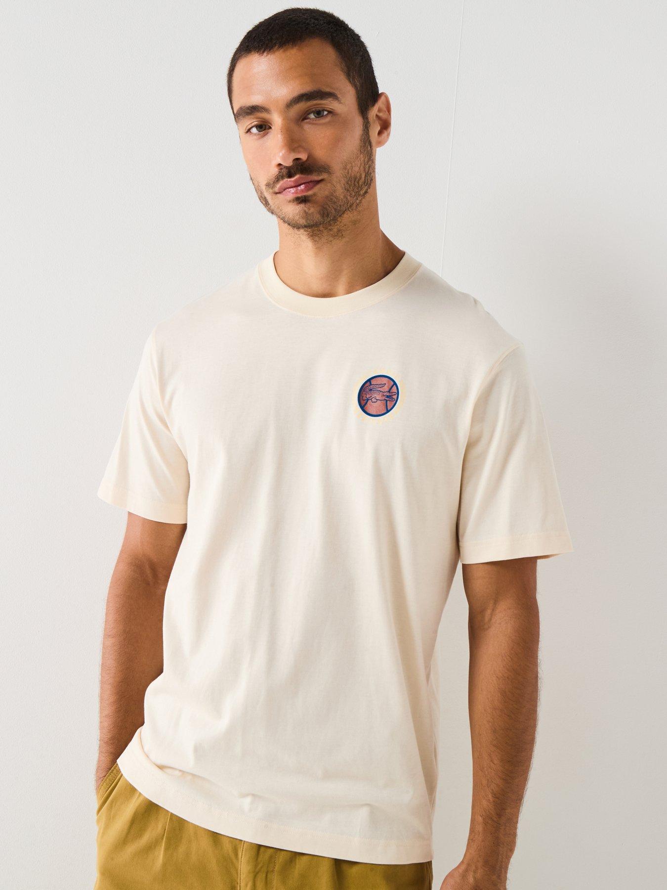 Lacoste Regular Fit Heavy Jersey Backprint T-shirt - Cream | Very