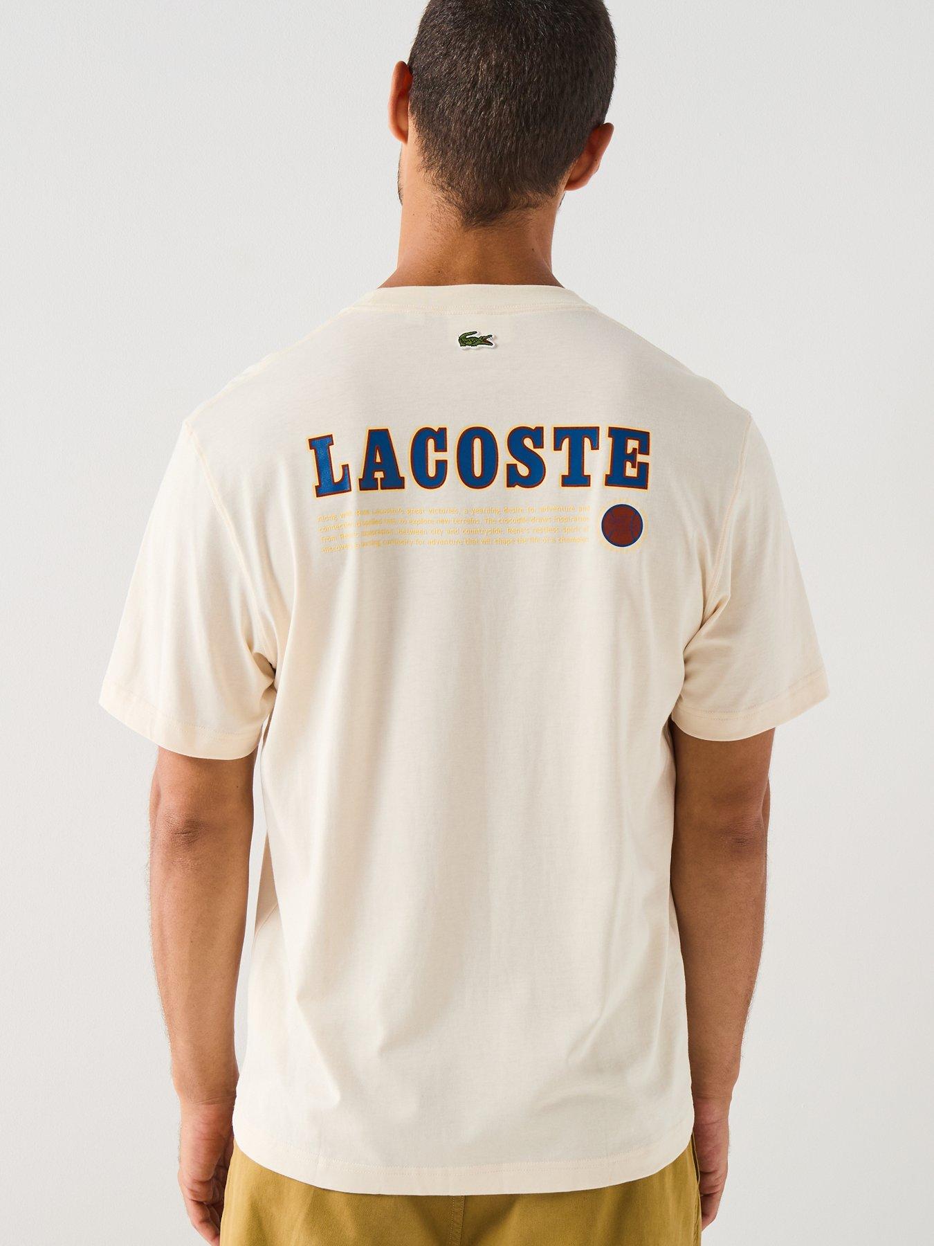 Lacoste Regular Fit Heavy Jersey Backprint T-shirt - Cream | Very