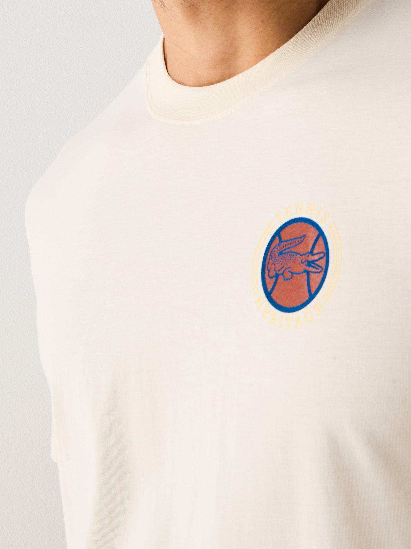 Lacoste Regular Fit Heavy Jersey Backprint T-shirt - Cream | Very