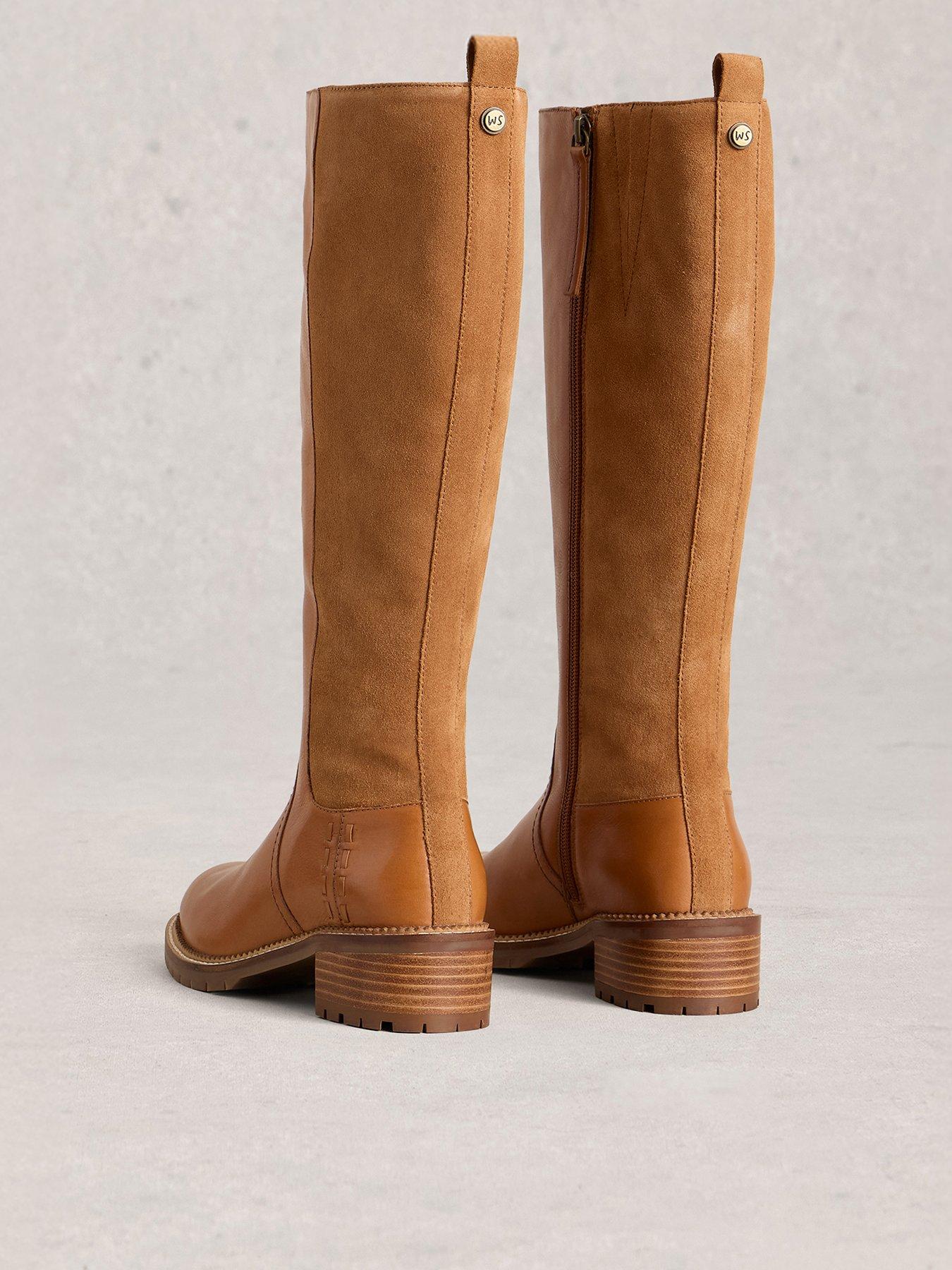 White Stuff Serena Leather Knee High Boot - Beige | Very
