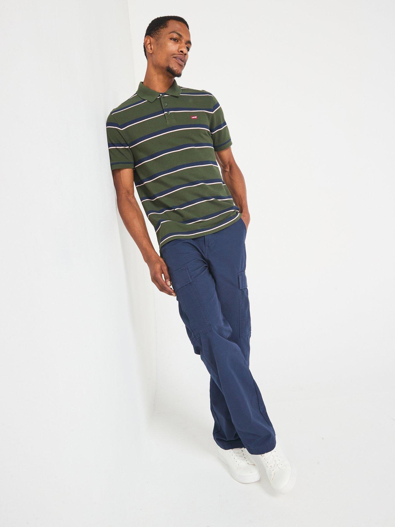 Levi's Levis Housemark Logo Short Sleeve Striped Polo Shirt - Green | Very