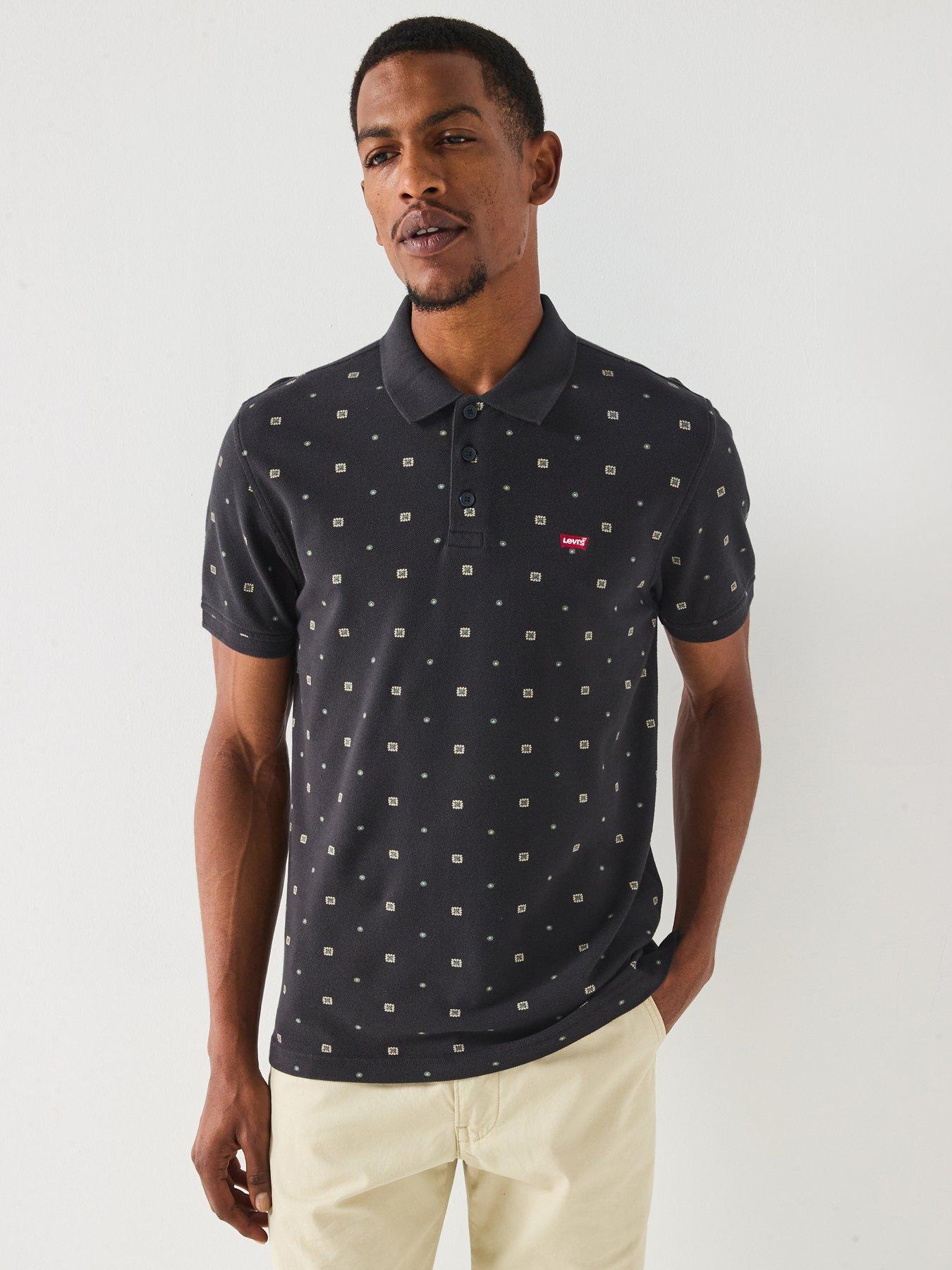 Levi's Levis Housemark Logo Short Sleeve Patterned Polo Shirt - black ...